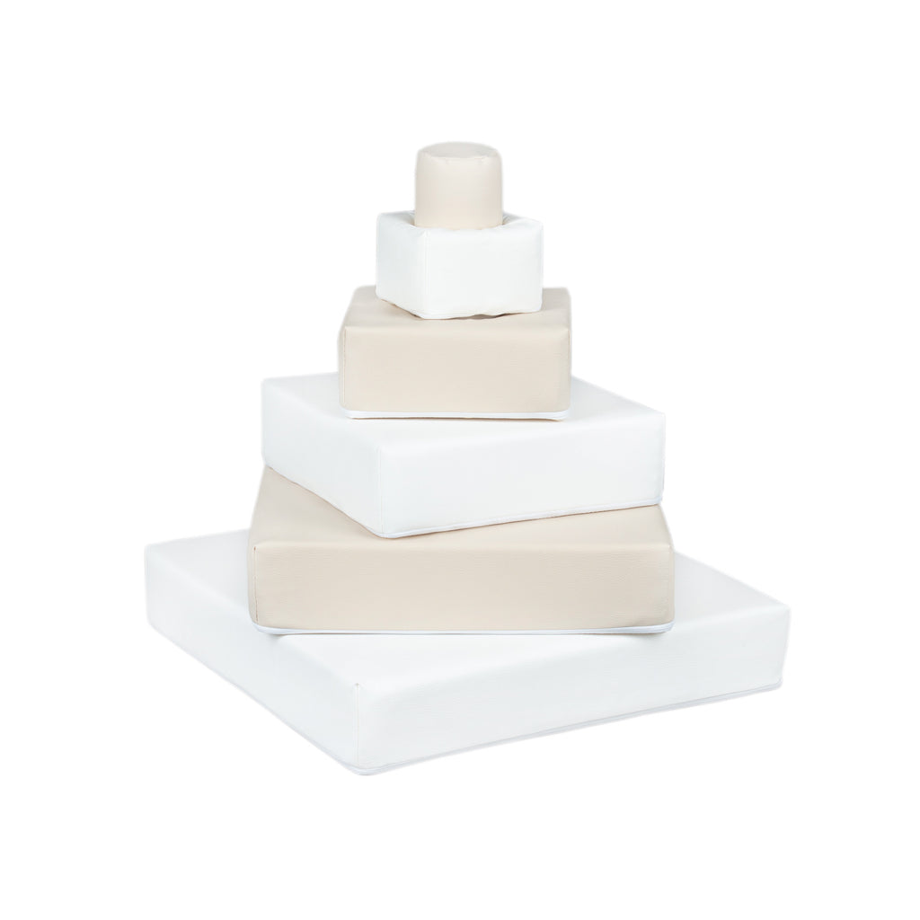 Pyramid Stacking Set, Beige & White – The Cosy Nursery